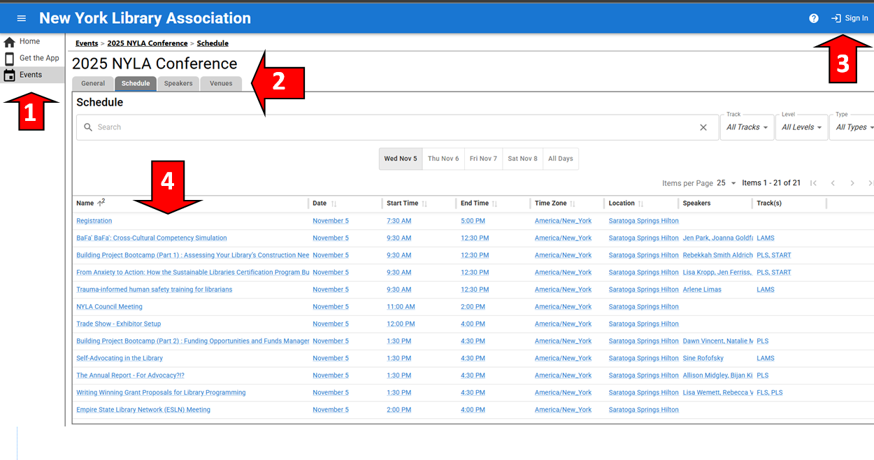 2025 NYLA Conference Schedule